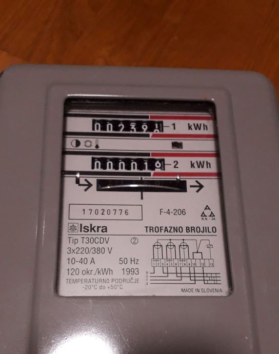 uklopni sat (brojilo) za struju, trofazni