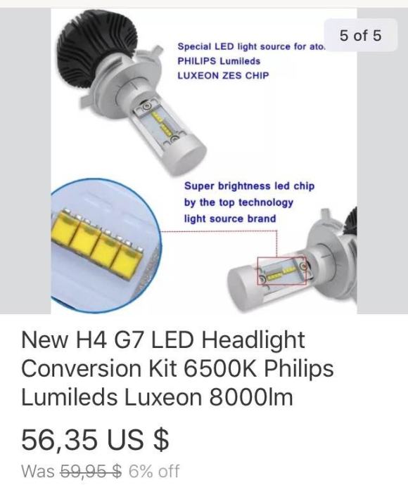 LED svjetla za auto H4 PHILIPS lumileds luxeon 6500K