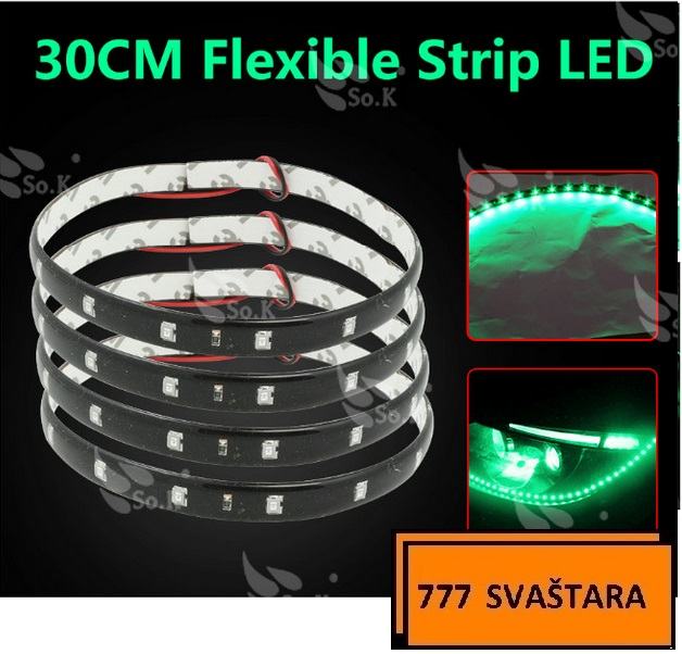 Led traka za auto -silikonska - 30cm - Zelena