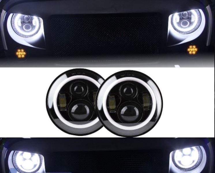 Mercedes Benz G klasa W463 7inčni CREE LED farovi Angel Eye crni