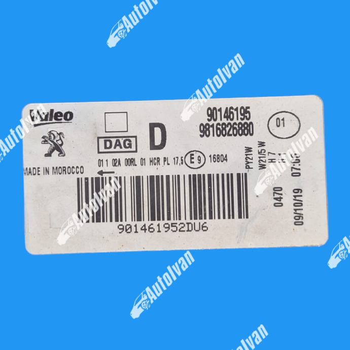 FAR / LAMPA / SVJETLO PEUGEOT RIFTER 9816826880 90146195 DESNI