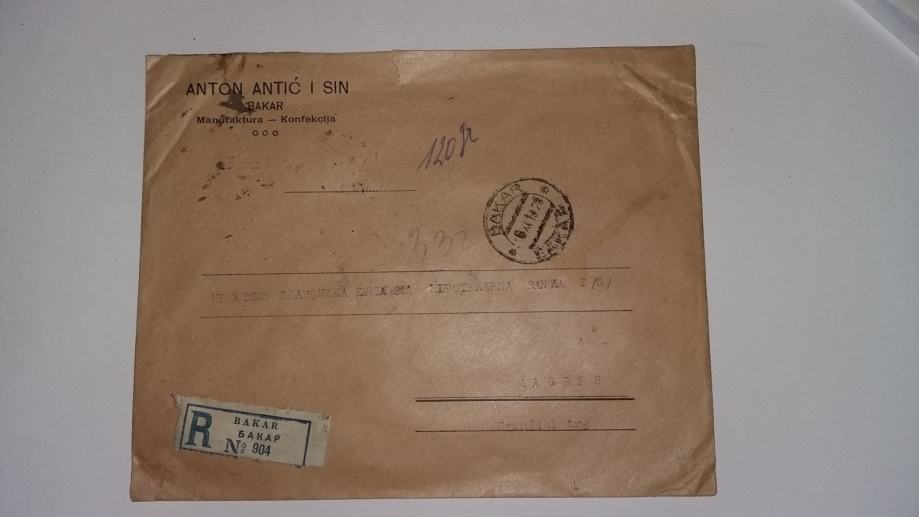 kuverta Bakar - Zagreb 1923