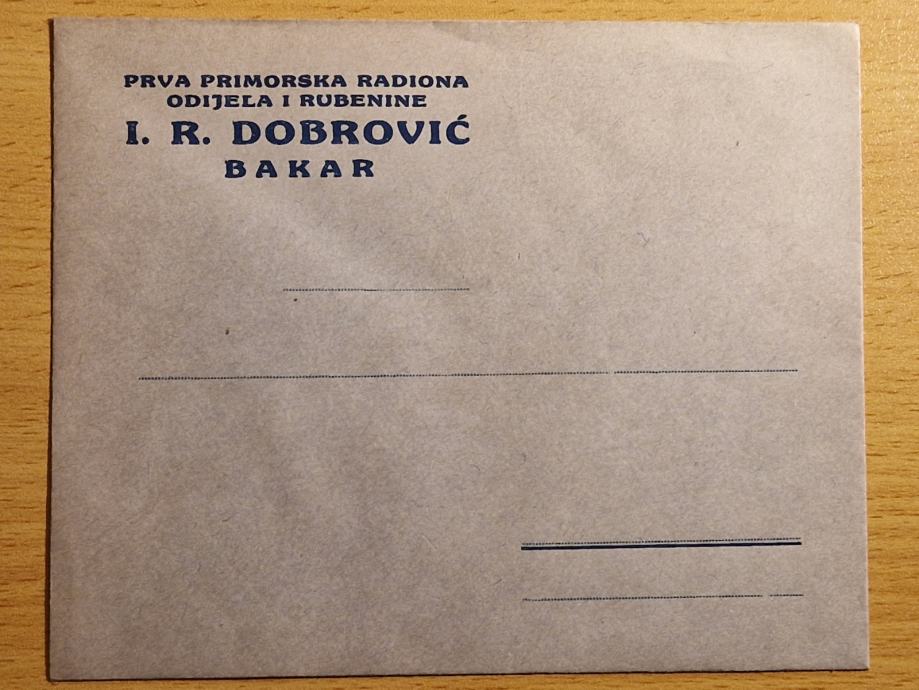 Stara kuverta I. R. Dubrović Bakar Sušak Prva primorska radiona odjela