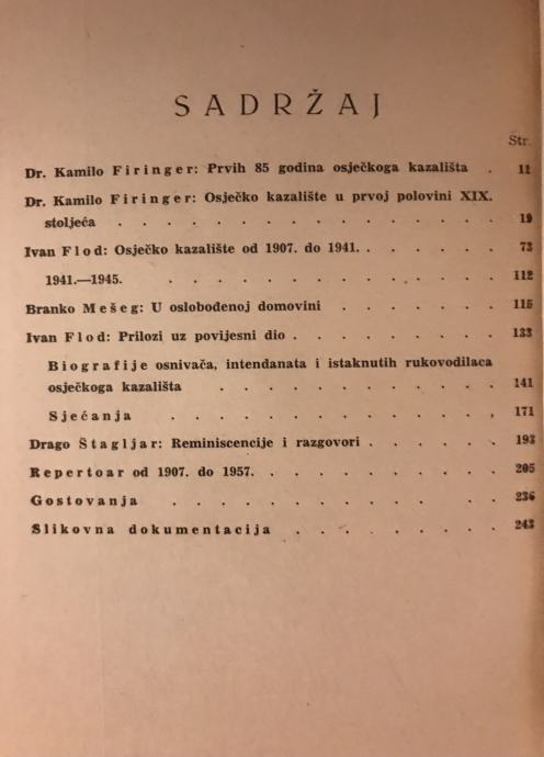 Narodno kazalište Osijek 1907-1957 ( spomen - knjiga ).