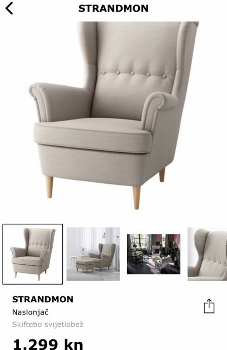 Ikea fotelja Strandmon i podnožnik