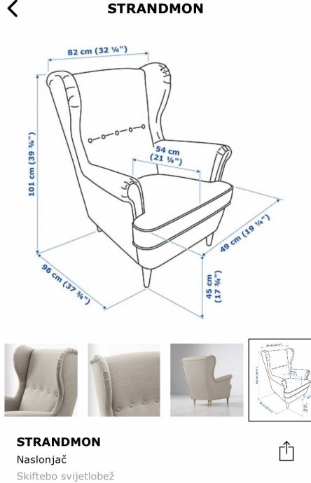 Ikea fotelja Strandmon i podnožnik