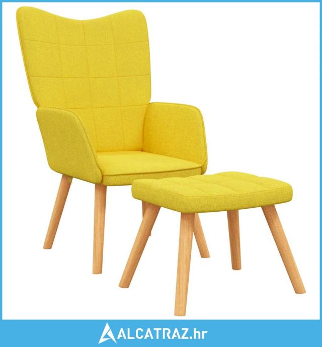 Stolica za opuštanje s osloncem za noge boja senfa od tkanine - NOVO