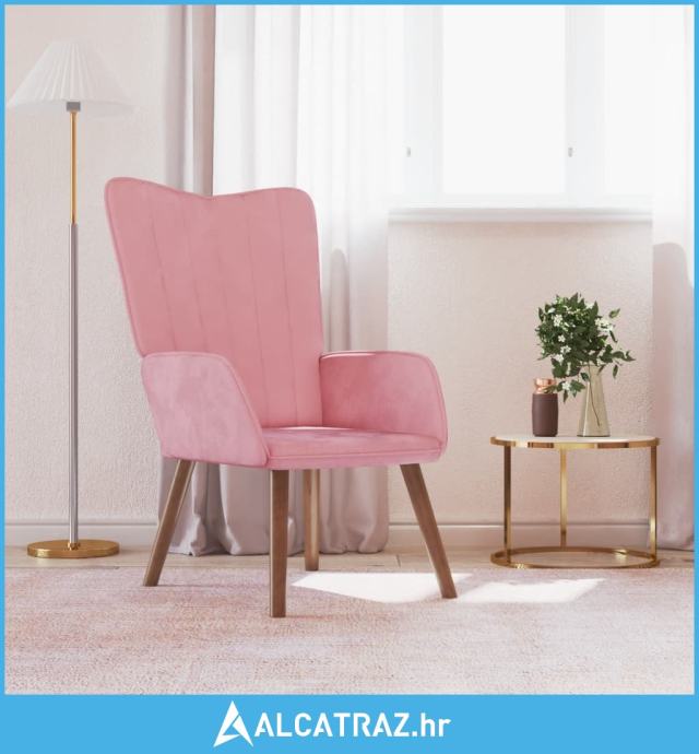 Stolica za opuštanje ružičasta baršunasta - NOVO