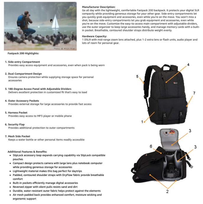 Lowepro FastPack 200 - Torba za foto aparat i opremu