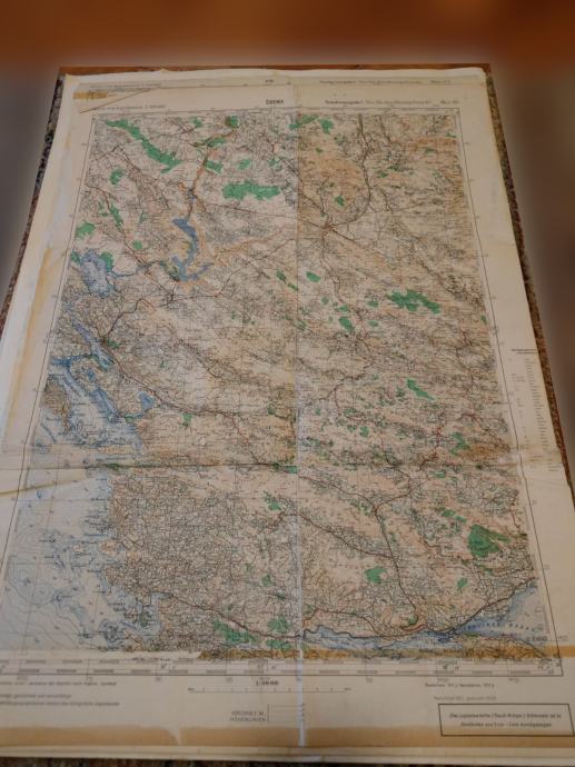 Topografska karta. Šibenik. Mjerilo 1:100.000