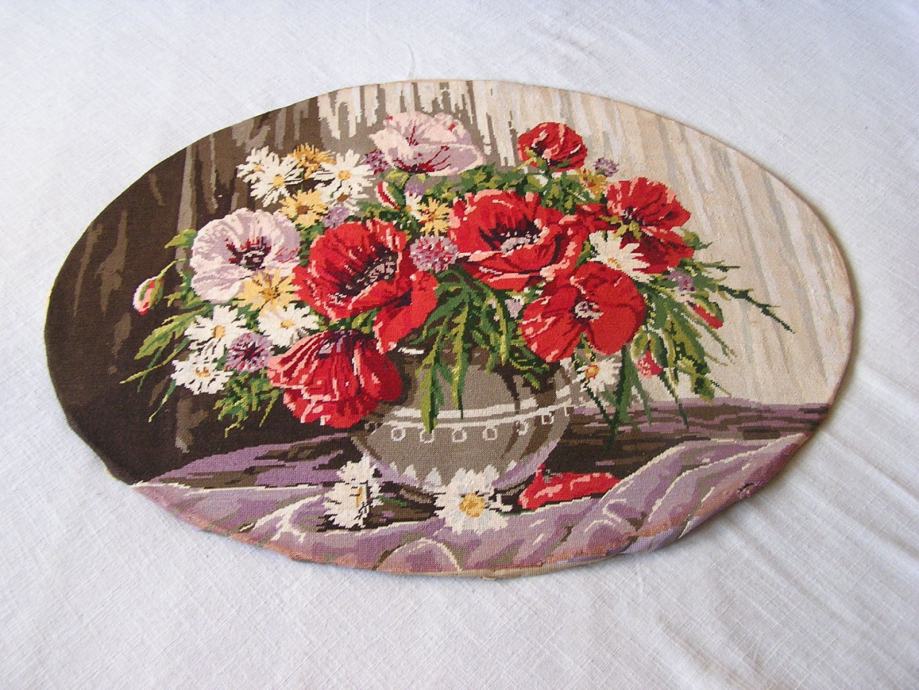 Veliki ovalni goblen *Poljsko cvijeće* - 72 x 53 cm