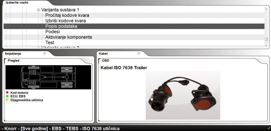 ABS/EBS, ISO 7638, adapter za dijagnostiku prikolica