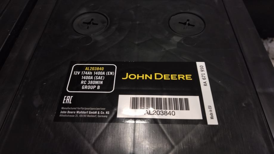 AKUMULATOR AL203840 12V 174AH 1400A JOHN DEERE - ORIGINAL