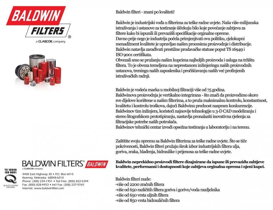 Baldwin filter ulja BT292 (Deutz, Fendt, Valtra, Zetor)