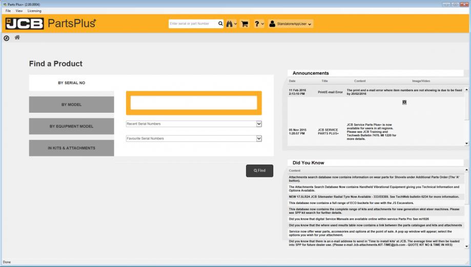 JCB elektronski katalog rezervnih dijelova - neograničena licenca