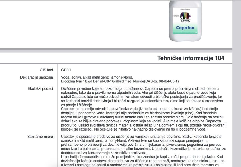 CAPAROL Capatox - Sredstvo protiv nastanka plijesni - 5L