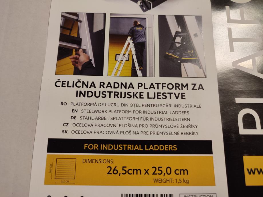 ČELIČNA RADNA PLATFORMA ZA INDUSTRIJSKE LJESTVE NOSIVOSTI 150KG NOVO