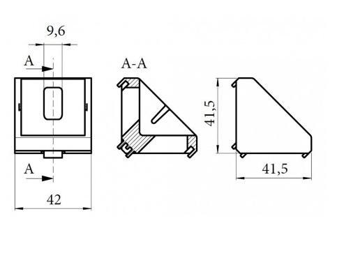 Aluminijski kutnik za spoj aluminjskih profila 45x45