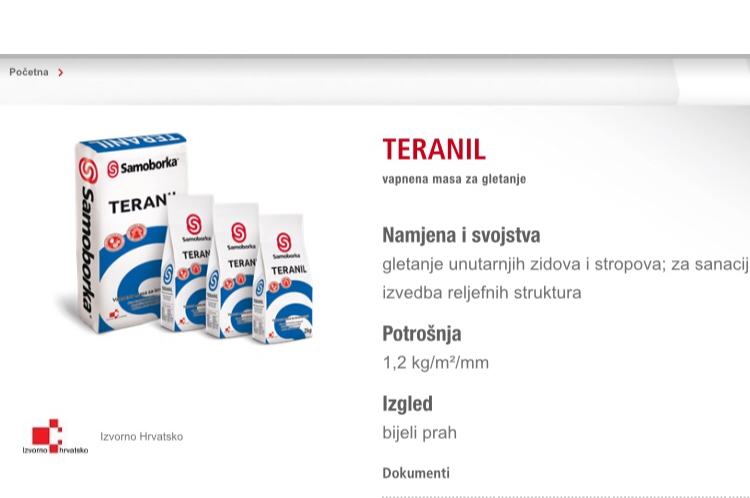 Teranil masu za ravnanje zidova