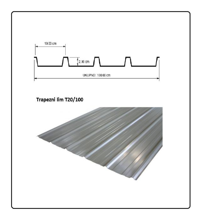 Trapezni aluminijski lim T20/100 (50 HRK/m2) - HITNO!!!