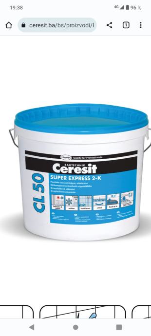 Prodajem CERESIT CL50 Hidroizolacija, CT17 premaz za podloge, i FT101