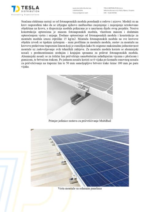 RAZVOJ PROJEKTNIH DOKUMENATA ZA KLJUČ U RUKE SOLARNO POSTROJENJE