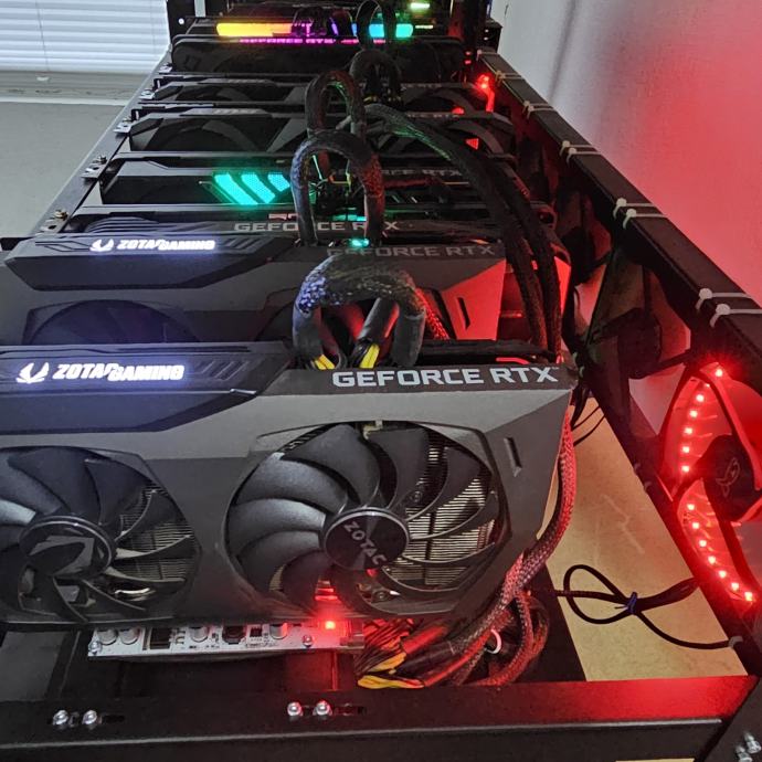 Mining rig/moguće 1 karticu-RTX 3070 x 8/RTX 3070 Ti x 10/RTX 3080 x 6