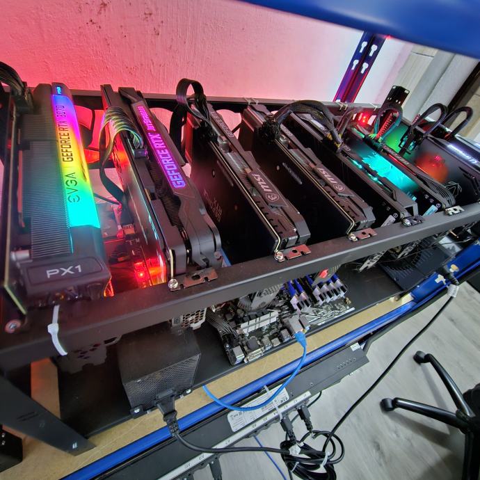 Mining rig/moguće 1 karticu-RTX 3070 x 8/RTX 3070 Ti x 10/RTX 3080 x 6