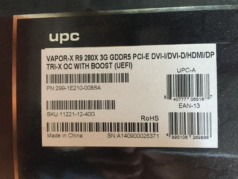 AMD sapphire R9 280X tri-x oc vapor X 3GB