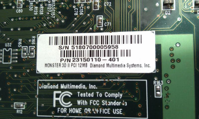 Diamond Monster 3D Voodoo II 12mb PCI