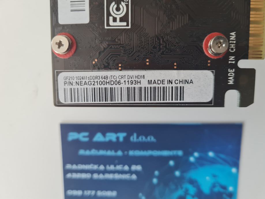 GeForce GF210, 1GB DDR3 - VGA / DVI / HDMI - Račun / R1 / Jamstvo