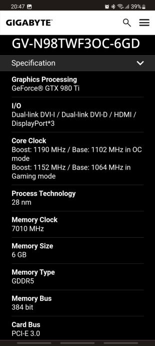 Gigabyte GTX 980TI 6GB Windforce OC ( u rangu GTX 1070 )