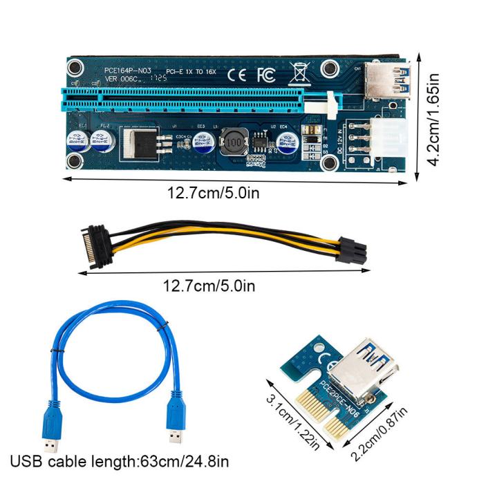 Mining PCI-E 1x u 16x Riser Extender GPU - ver006c (NOVO)