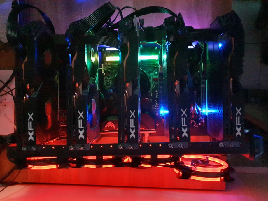 # Mining rig RX 580 8 gb # - Kompletna Oprema + LCD Ekran touch screen