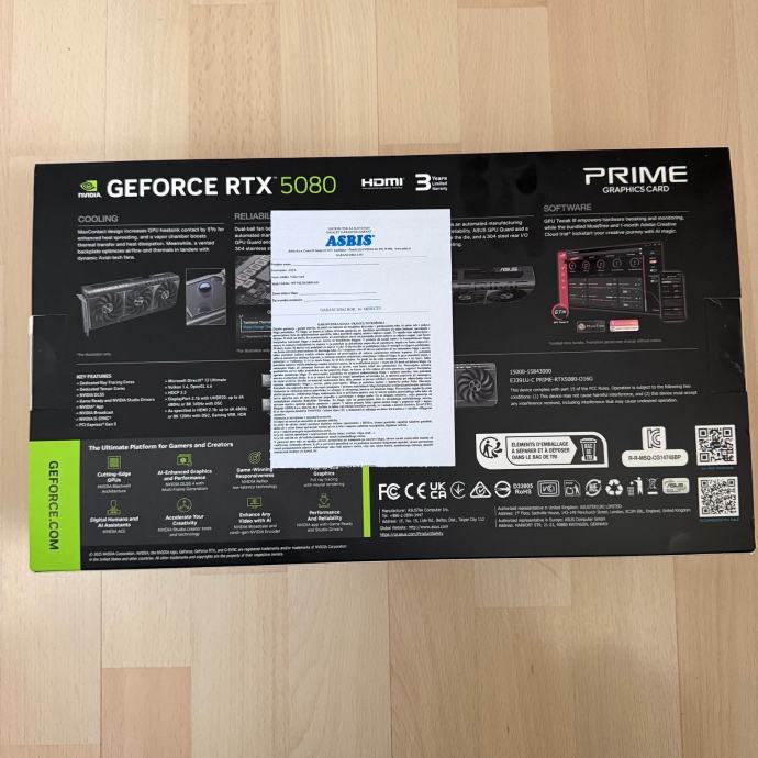 Nvidia Asus Prime 5080 OC Zapakirano