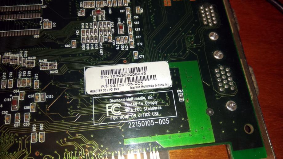 Retro Diamond Monster 3D II 8mb ( Voodoo 2 ) grafička kartica grafa