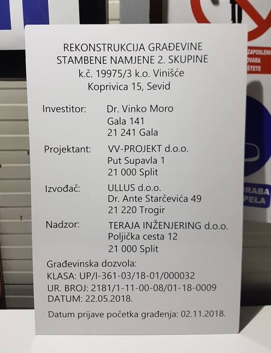 GRAĐEVINSKA TABLA - GRADILIŠNA PLOČA - DOSTUPNO ODMAH