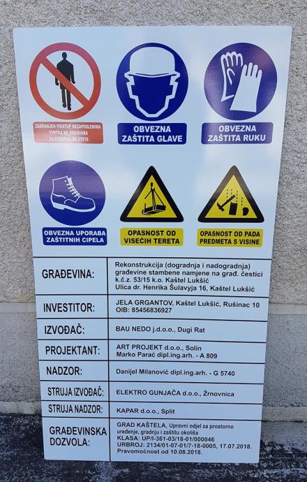 GRAĐEVINSKA TABLA - GRADILIŠNA PLOČA - DOSTUPNO ODMAH