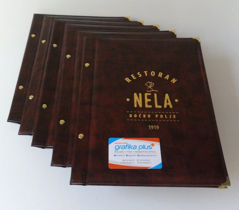 Jelovnici, Vinske karte, Korice za račun, Rezervirano