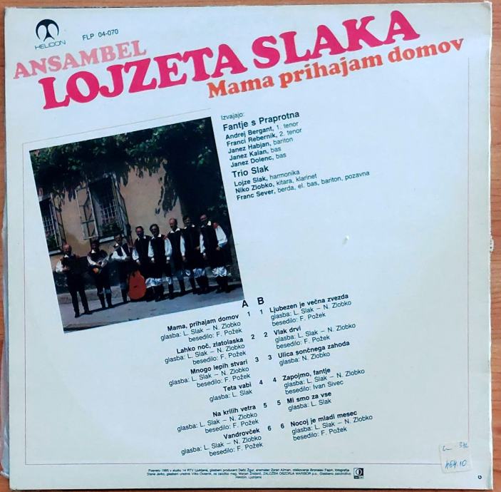 Ansambel Lojzeta Slaka – Mama prihajam domov (LP)