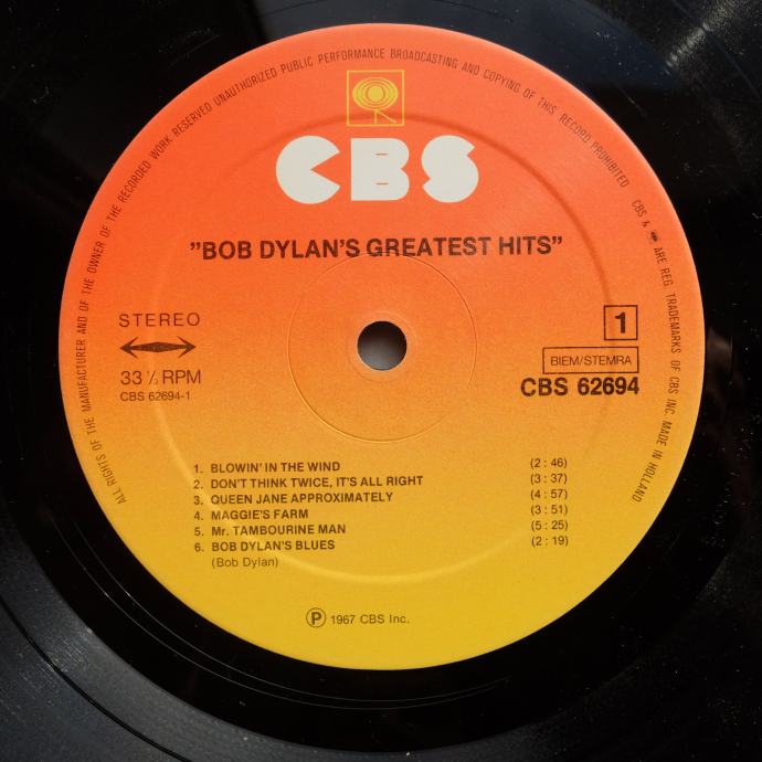 Bob Dylan – Bob Dylans Greatest Hits, Holland Press