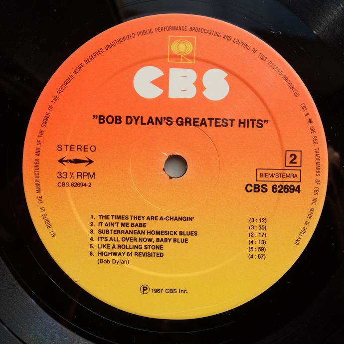 Bob Dylan – Bob Dylans Greatest Hits, Holland Press