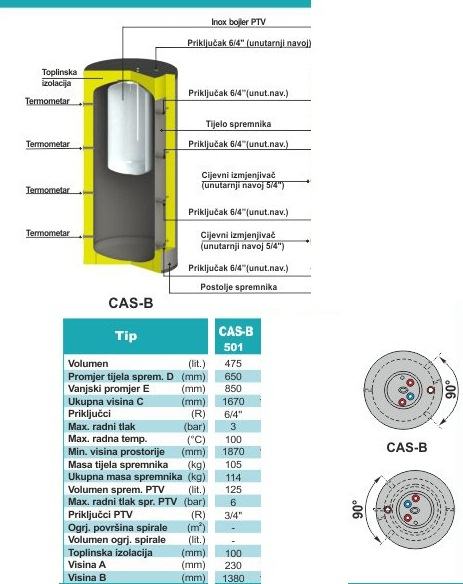 Centrometal CAS-B 501 akumulacijski spremnik za toplu vodu 500 lit