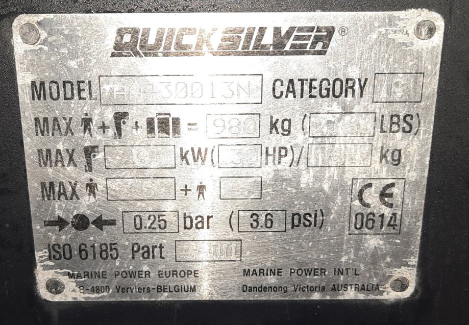 Gumenjak Quicksilver 430HD + Yamaha 25ks