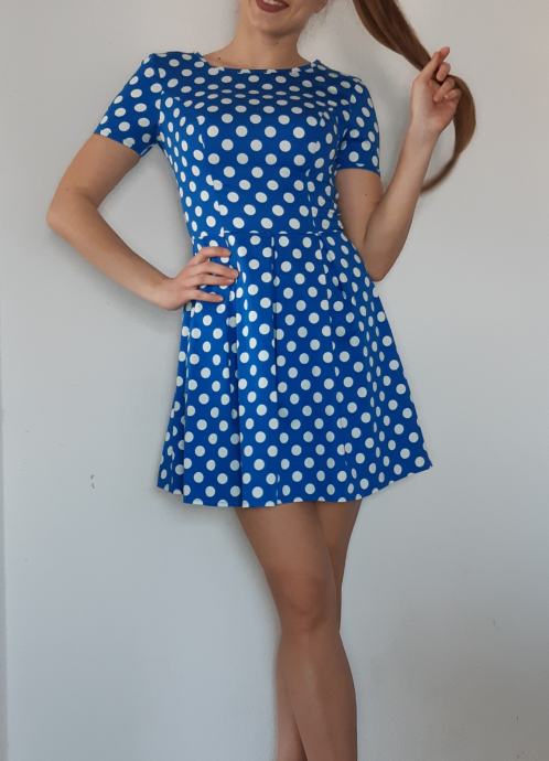 Plava haljina vintage pin up