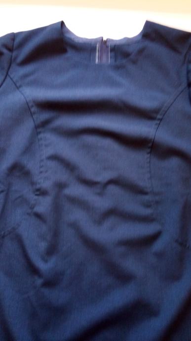 Tamnoplava strukirana haljina od tanjeg štofa broj L - 1+1 GRATIS