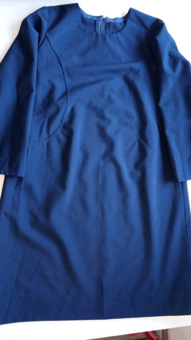 Tamnoplava strukirana haljina od tanjeg štofa broj L - 1+1 GRATIS