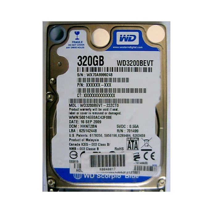 320 Gb 2,5 HDD laptop WD Scorpio Blue