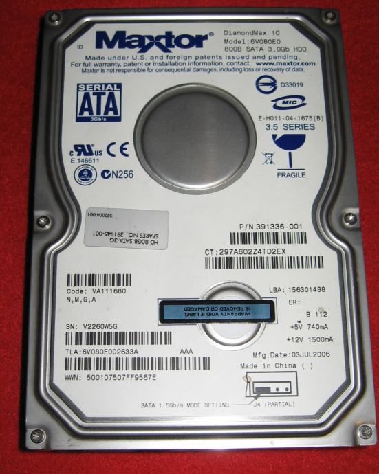 Hard Disc Maxtor DiamondMax 10 80GB, SATA 3.0Gb/s, 3.5