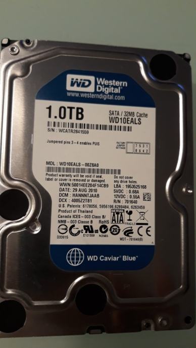 HD 1TB WD 7200 rpm, sata, 32MB Cache, 3.5 Internal Hard Drive
